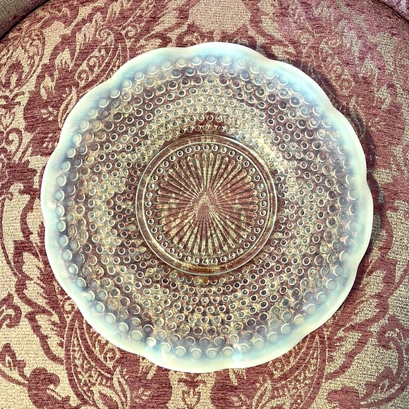 Fenton | Dining | Vintage Large Fenton Moonstone Hobnail Ruffled Glass ...